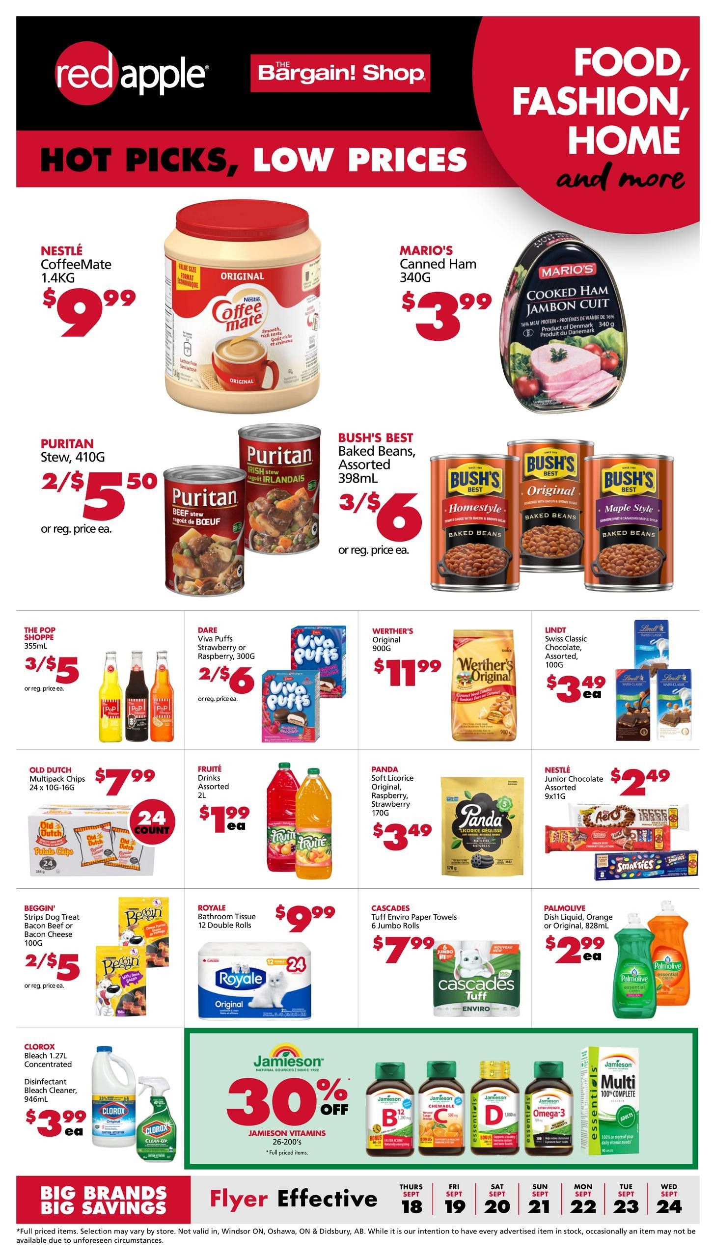 The Bargain Shop & Red Apple Stores Flyer September 18 to 24